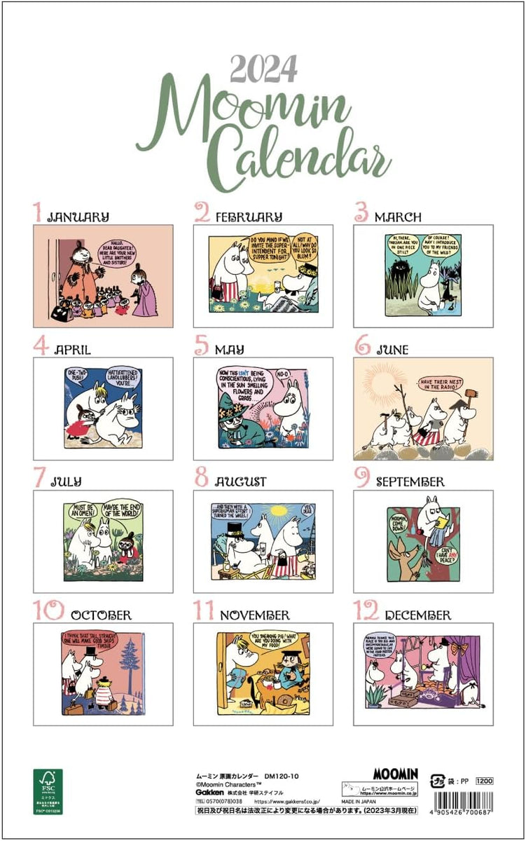 Gakken Sta:Ful 2024 Calendar Moomin Wall Calendar Original Picture ...